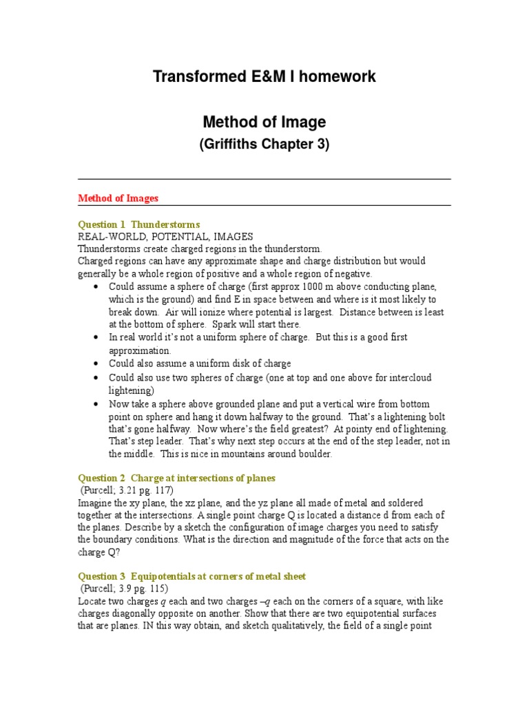 Homework Method of Images | Download Free PDF | Sphere | Electrostatics