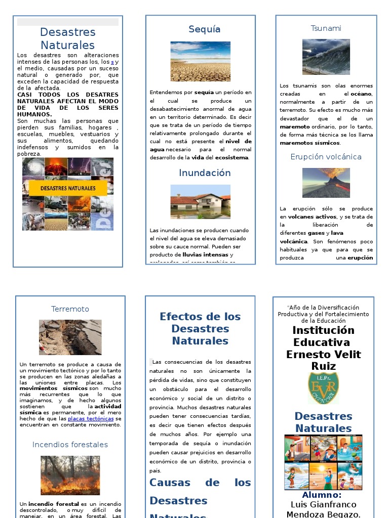 `triptico desastres naturales