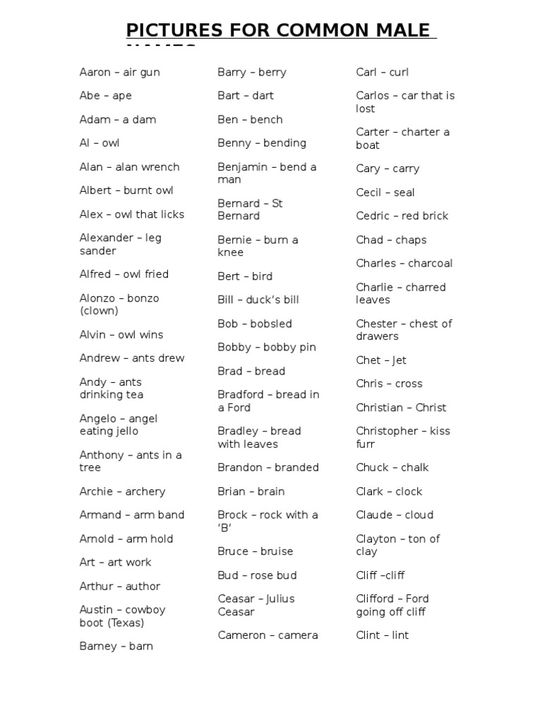 Pictures For 100 Common Names | PDF | Leisure | Nature