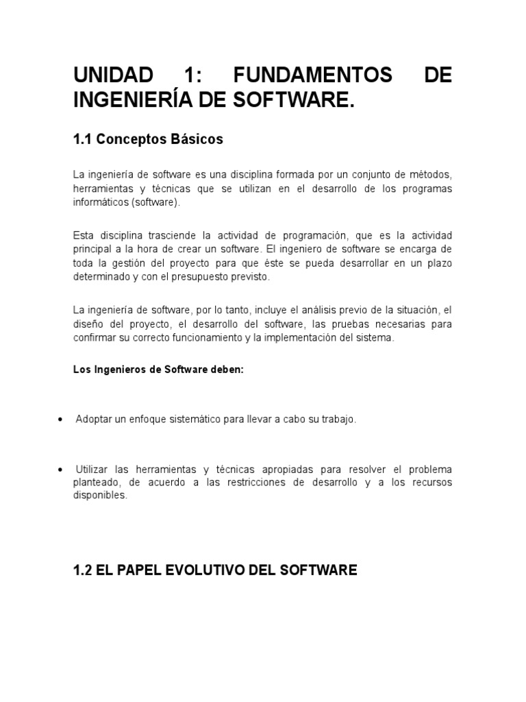 UNIDAD 1 Fundamento de Ingeniería de Software | PDF