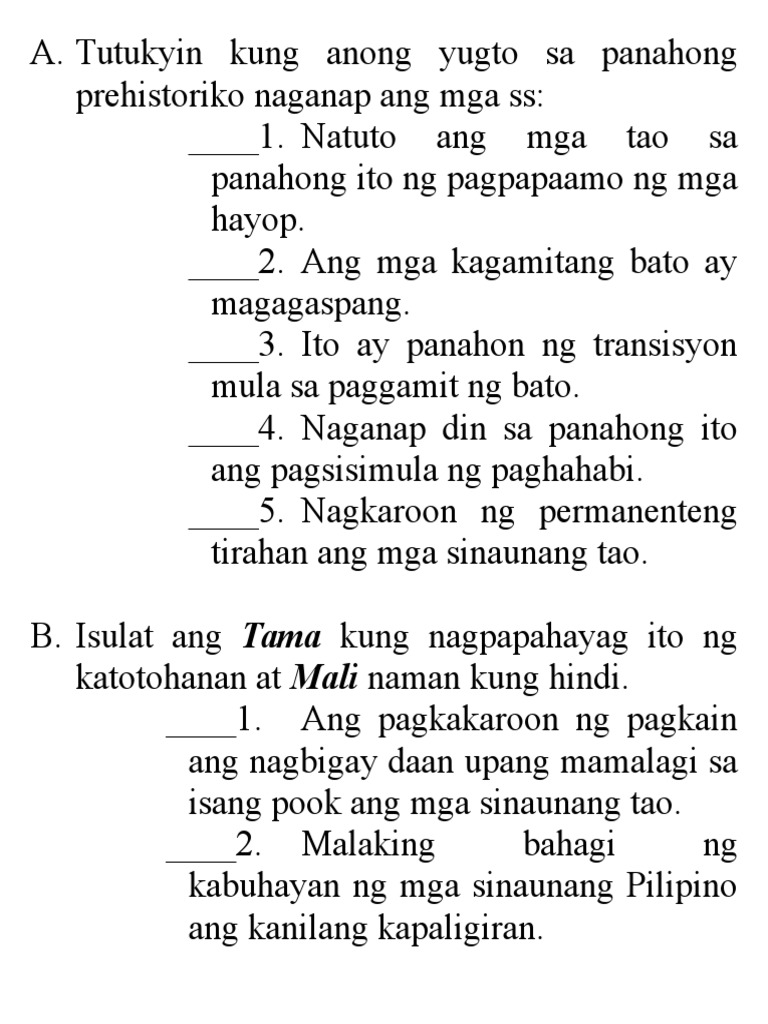 Summative Test Araling Panlipunan 5