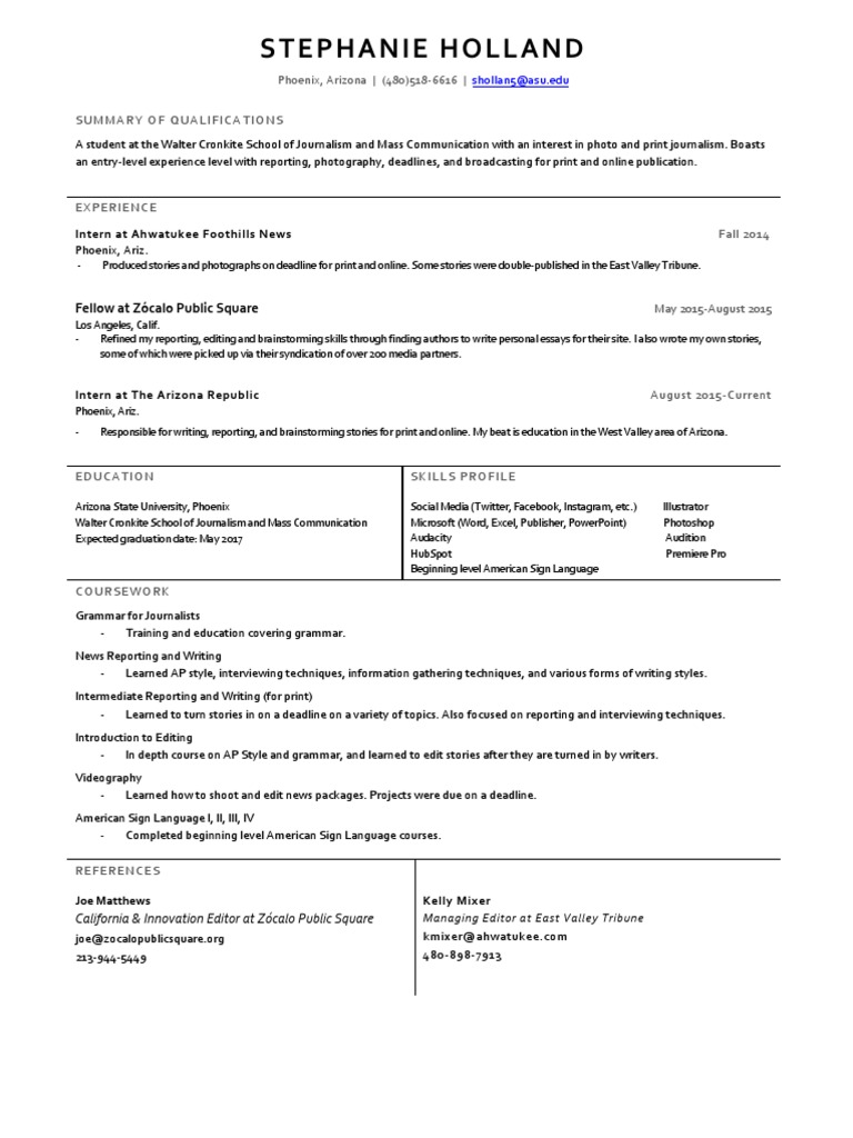 Stephanies Updated Resume | PDF | Social Science | Language Arts ...