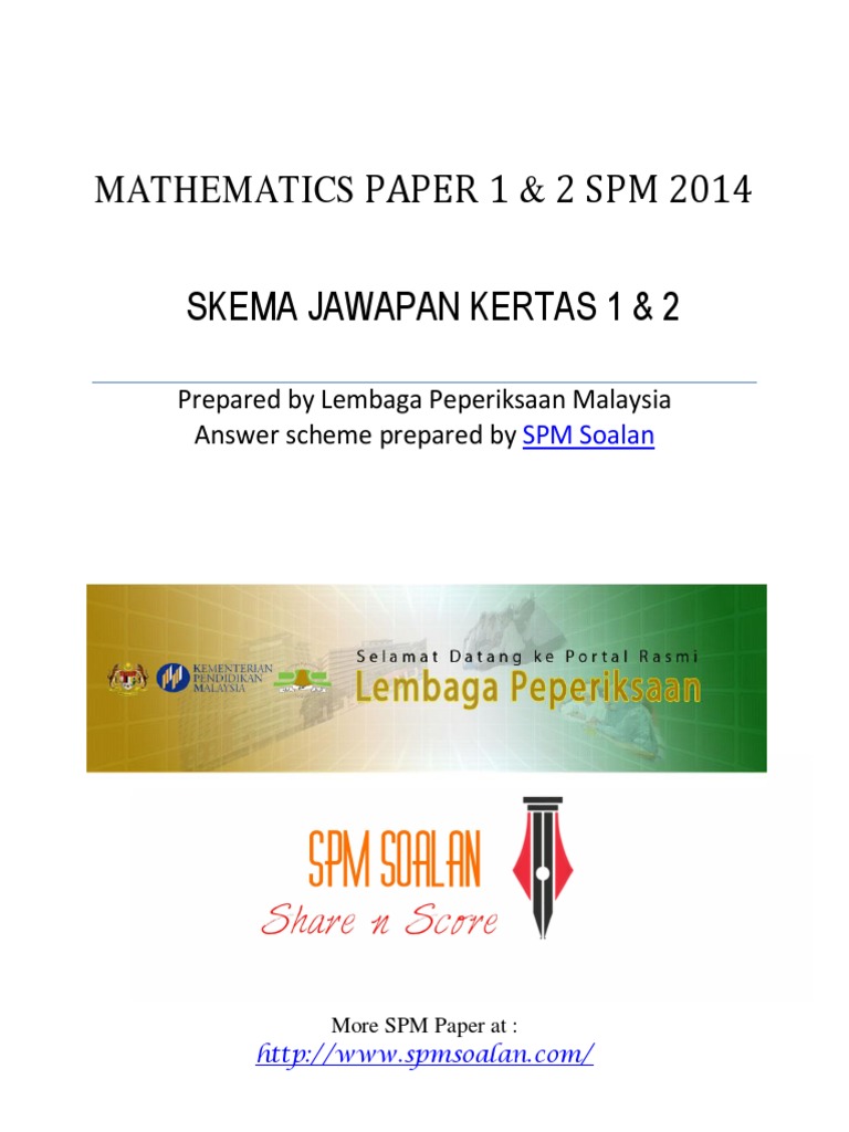 (Spmsoalan) Skema SPM 2014 Mathematics | PDF
