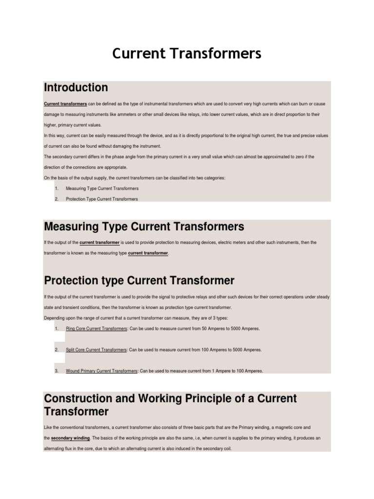 Current Transformers Explained | PDF | Transformer | Electric Current