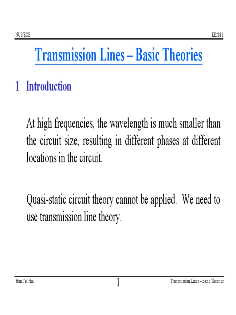 Transmission Lines - Basic Theories PDF | PDF