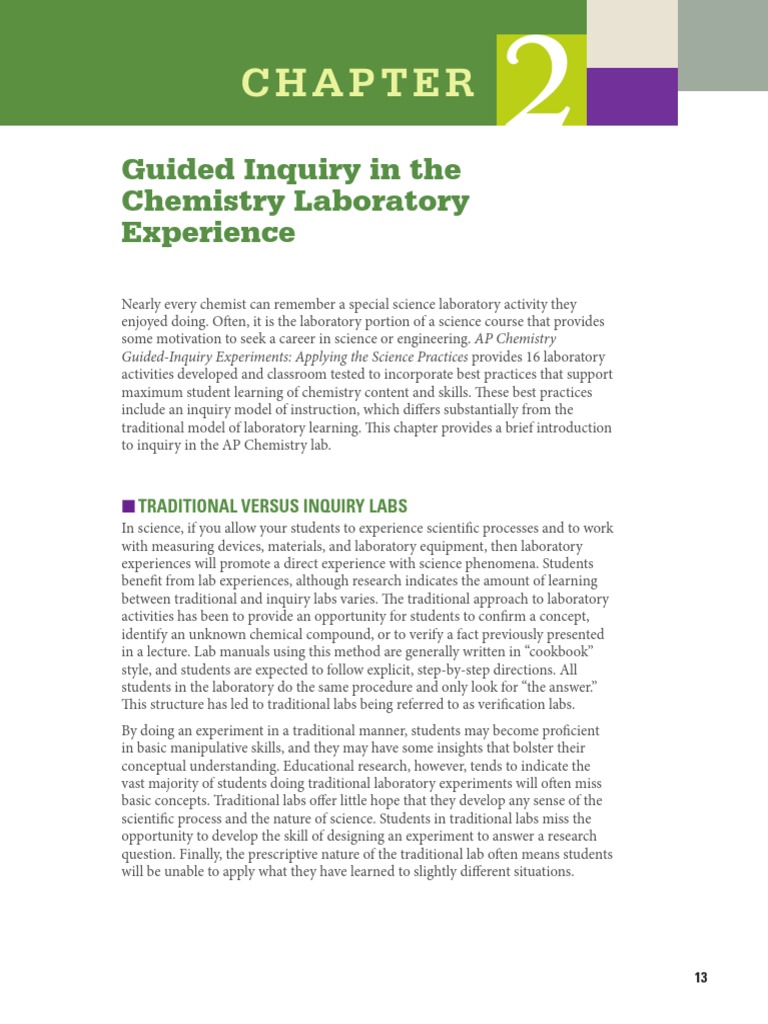 IN120085064 Chemistry TeacherLabManual 2013 Ch2 | PDF | Inquiry Based Learning | Experiment