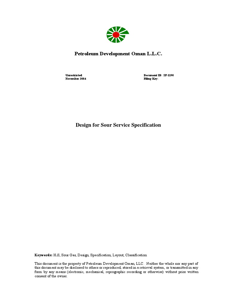 SP 1190 Desing - For - Sour - Service - Specification | PDF | Gas ...