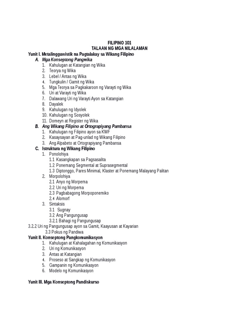 Filipino 101 Komunikasyon Sa Akademikong Filipino | PDF