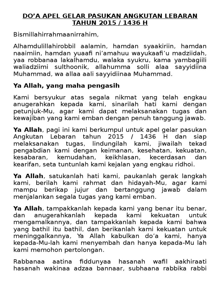 Contoh Doa Apel | PDF