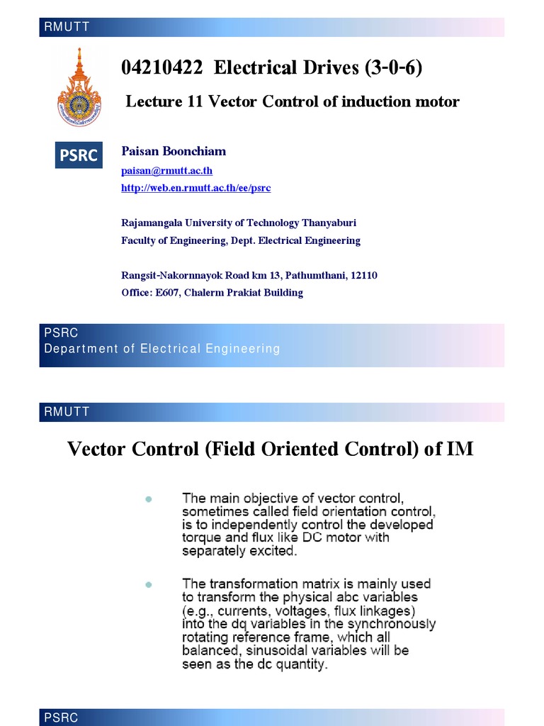 Lecture 11 Vector Control of Induction Motor | PDF | Components ...