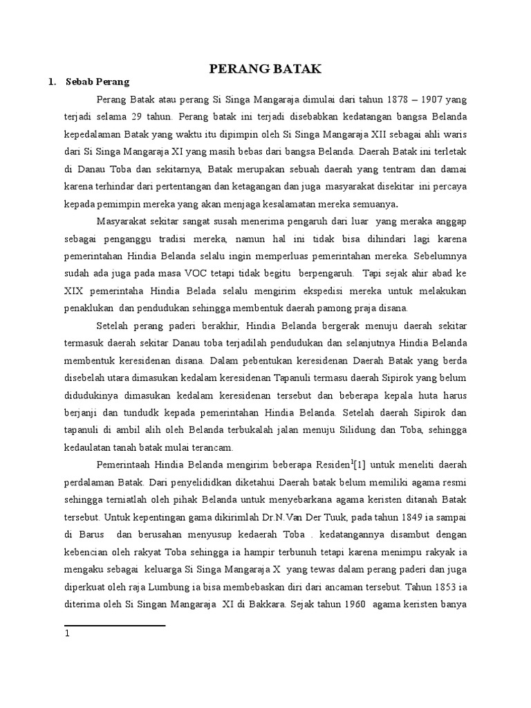 PERANG BATAK (Sejarah) | PDF