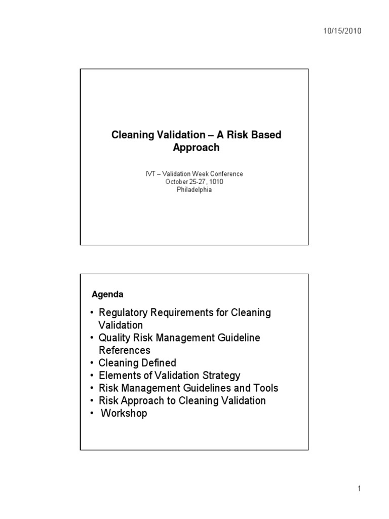 Cleaning Validation A Risk Based Approach | PDF | Verification And ...