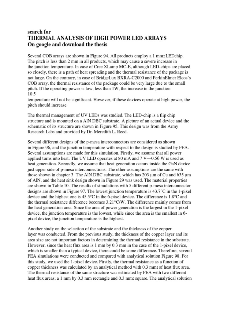 Led Thermal Management - Thesis PDF | PDF | Light Emitting Diode ...