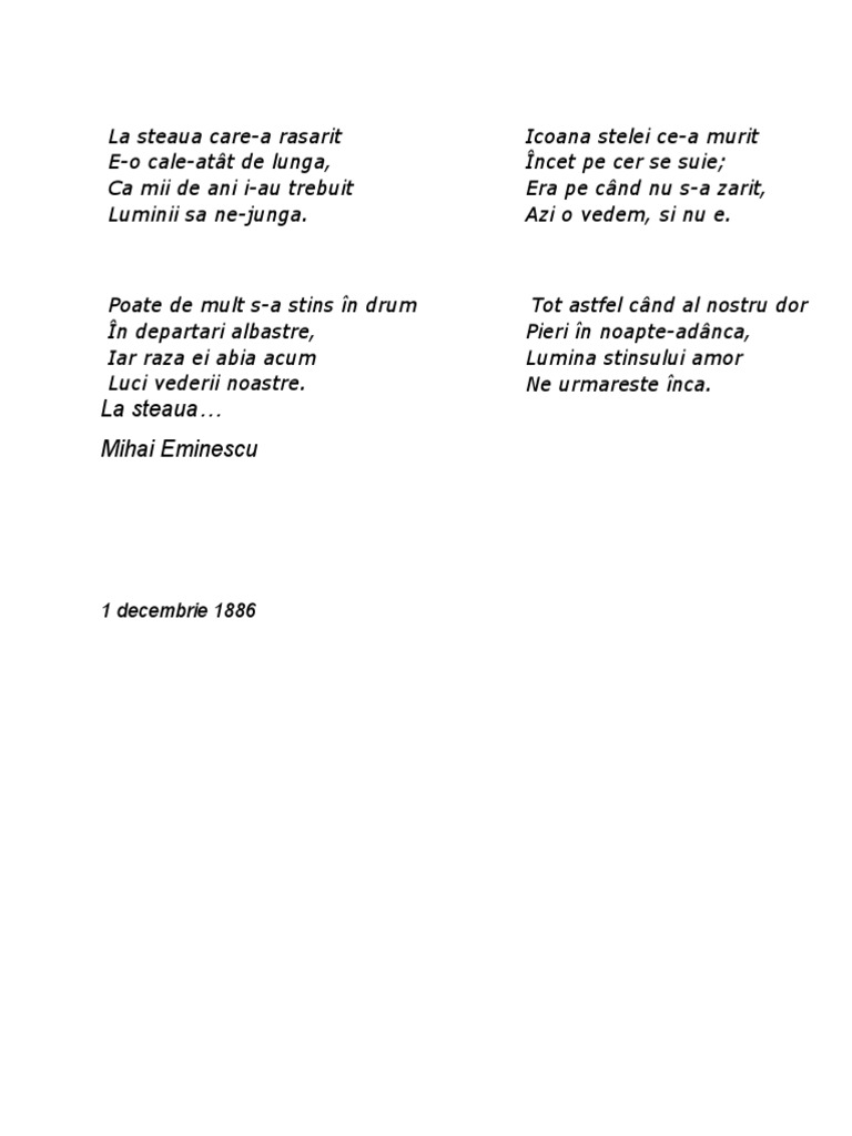 La steaua - Mihai Eminescu