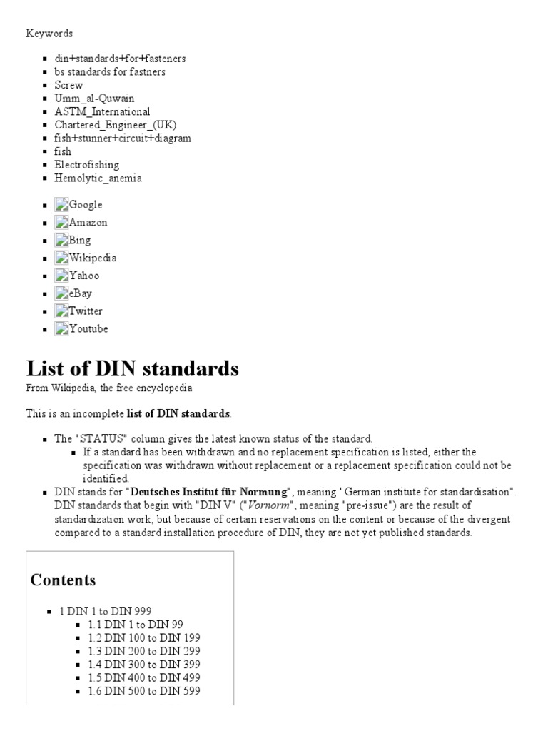 List of DIN Standards | PDF