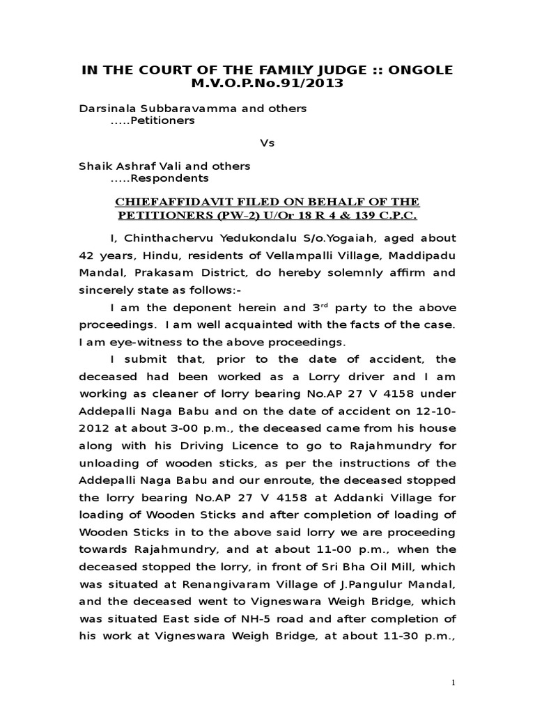 Affidavit in MVOP Case No. 91/2013 | PDF | Evidence | Public Law