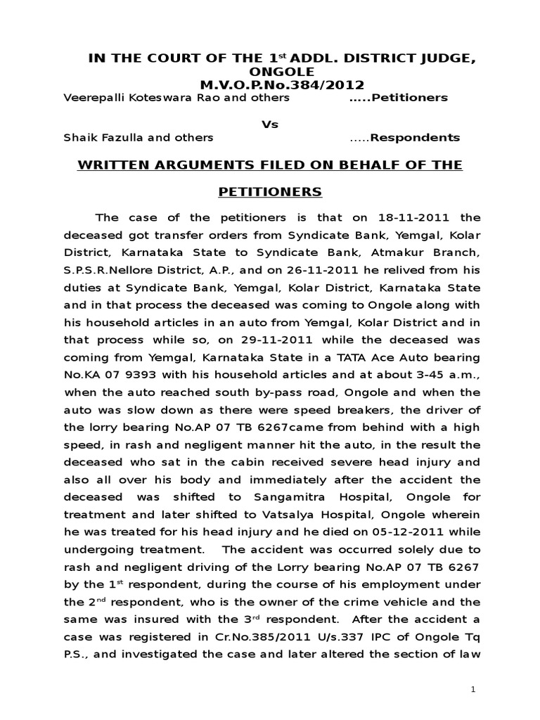 Written Arguments in M.v.O.P.384-2012 | PDF | Supreme Court Of India ...