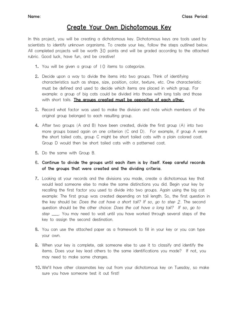 Dichotomous Key Project | PDF | Panthera | Felidae
