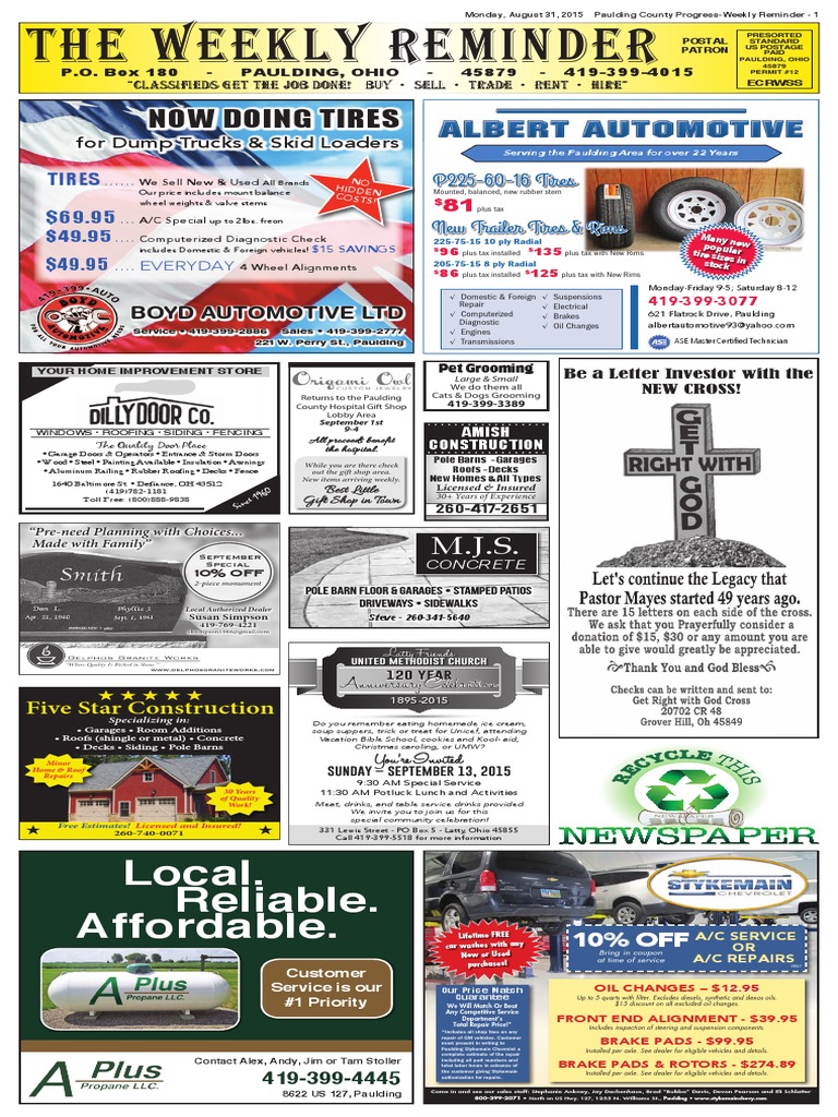 Weekly Reminder August 31, 2015 PDF | PDF | Tire | Elementary And ...
