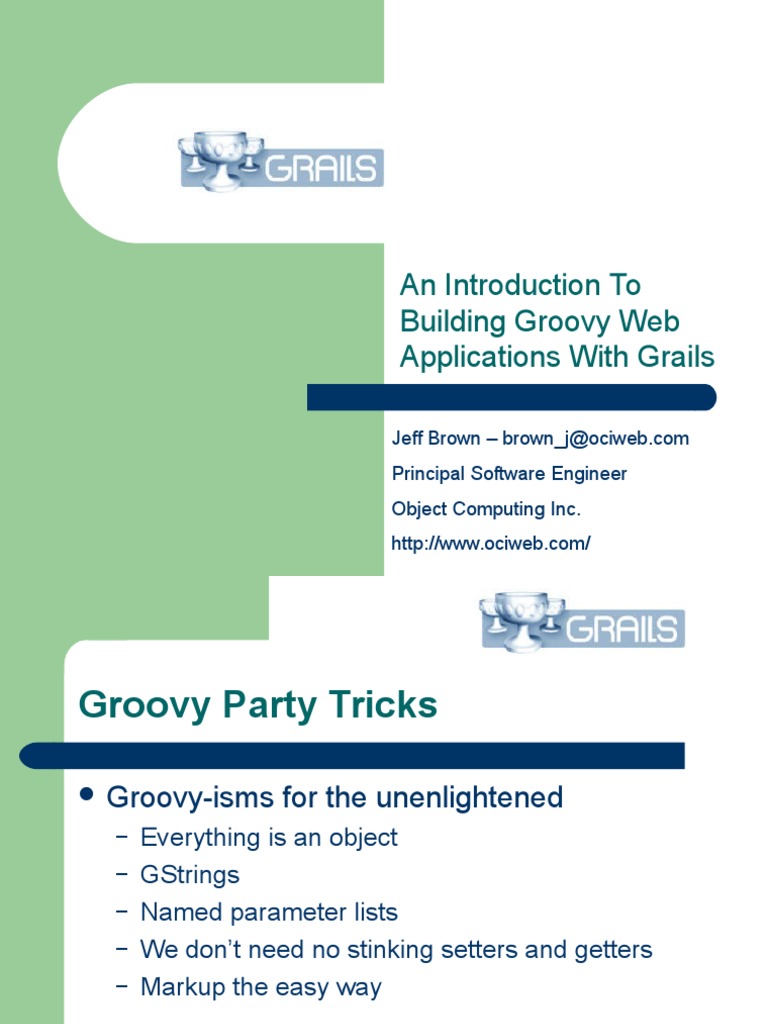 Grails Intorduction Presentation | PDF | Software Development | Computer Programming