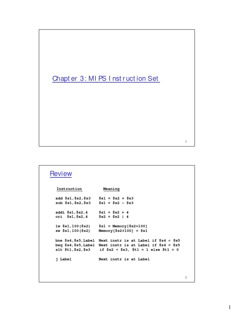 Chapter 3: MIPS Instruction Set | PDF | Subroutine | Parameter ...