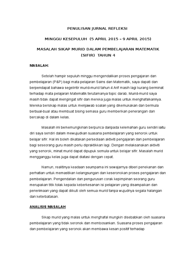 Penulisan Jurnal Reflektif | PDF