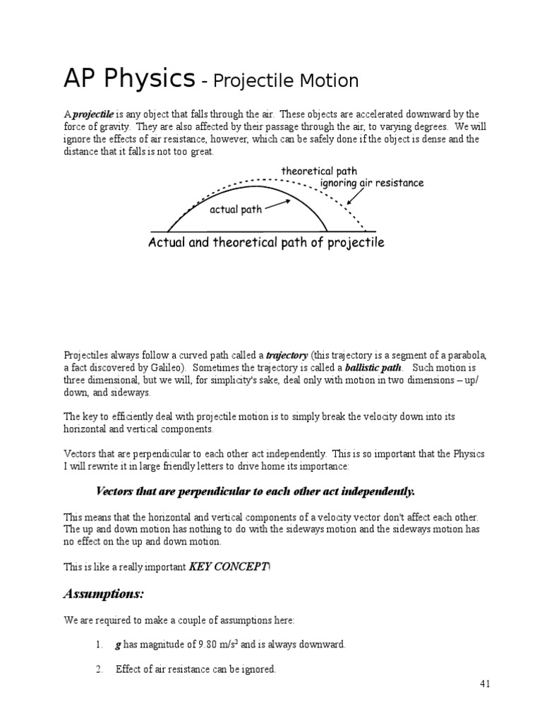 AP Physics: - Projectile Motion | PDF | Acceleration | Trajectory