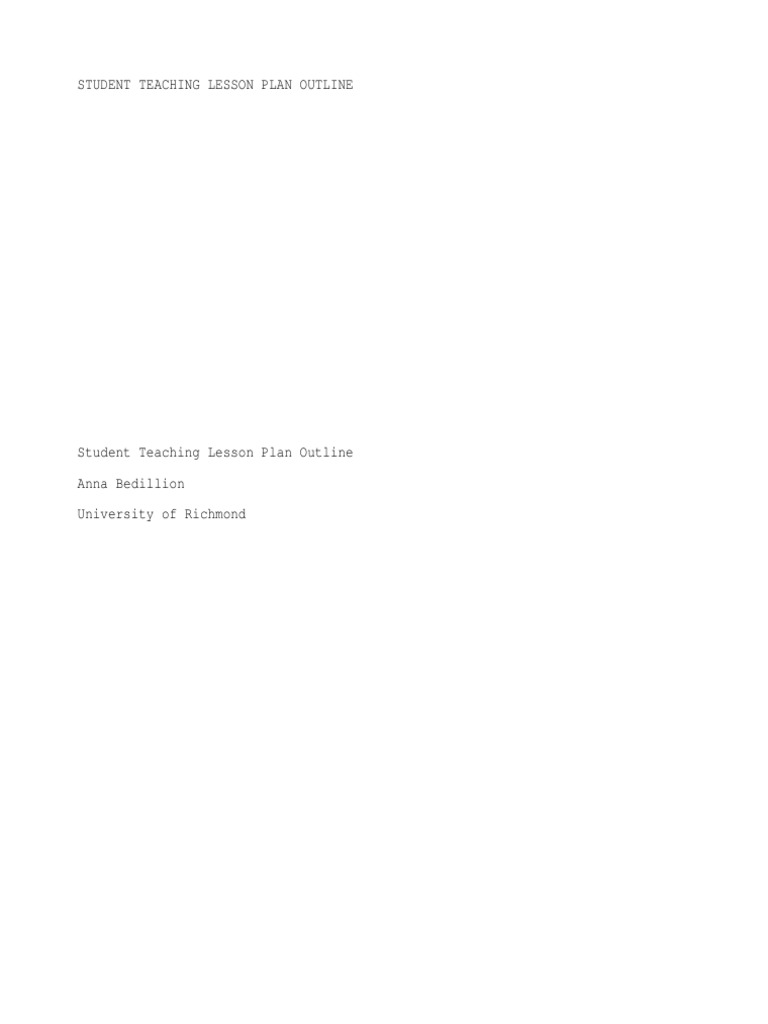 Student Teaching Lesson Plan Outline | PDF | The Great Gatsby | Homework
