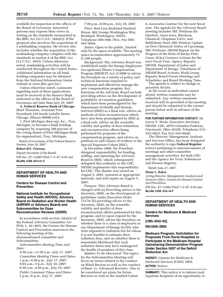 Notice: Grants and Cooperative Agreements Availability, Etc.: Rural Hospitals Medicare Hospital ...