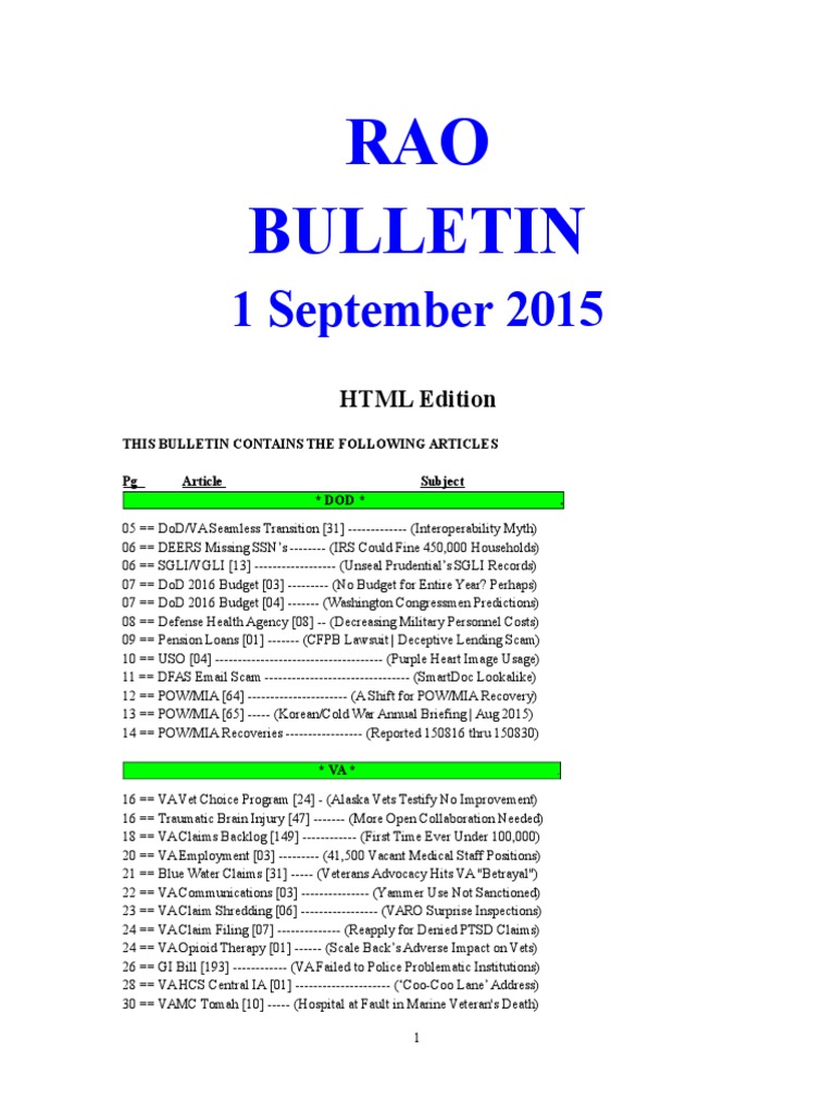 Bulletin 150901 (HTML Edition) | PDF | United States Department Of ...