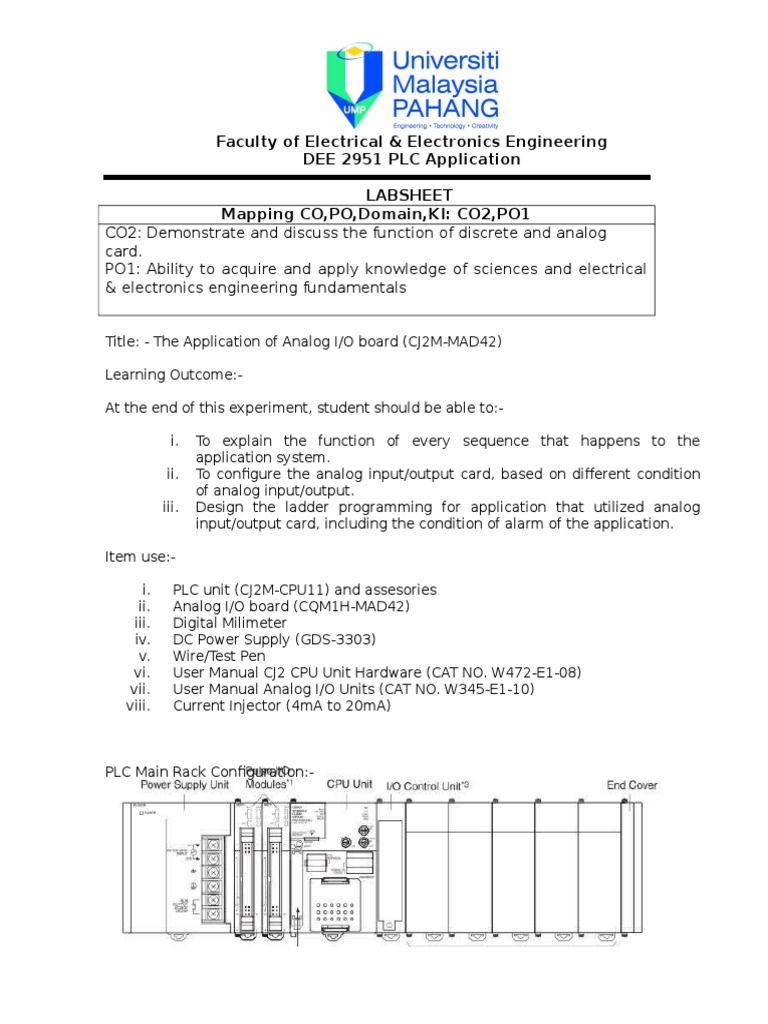 Labsheet 1 Sem 1 Sesi20142015 | PDF | Programmable Logic Controller | Control System