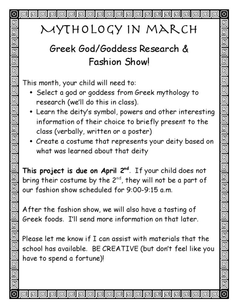 Mythology Project Directions 2010 | PDF
