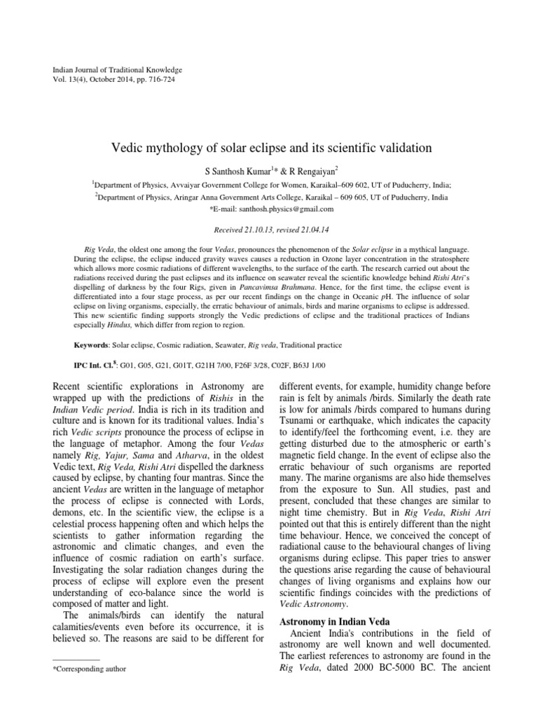 Vedic Solar Eclipse: Myth and Science | PDF | Vedas | Solar Eclipse