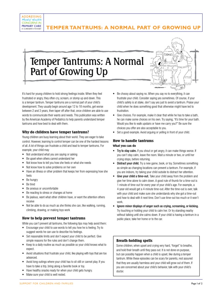 Temper Tantrums: A Normal Part of Growing Up | PDF | Pediatrics ...