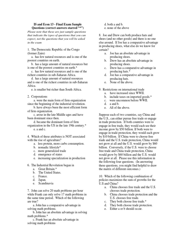 ECON 13 W15: Practice Final | PDF | Externality | Free Trade