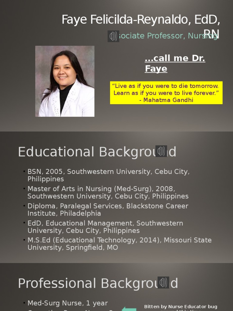 Dr. Faye Felicilda-Reynaldo: Nursing Educator | PDF | Wellness