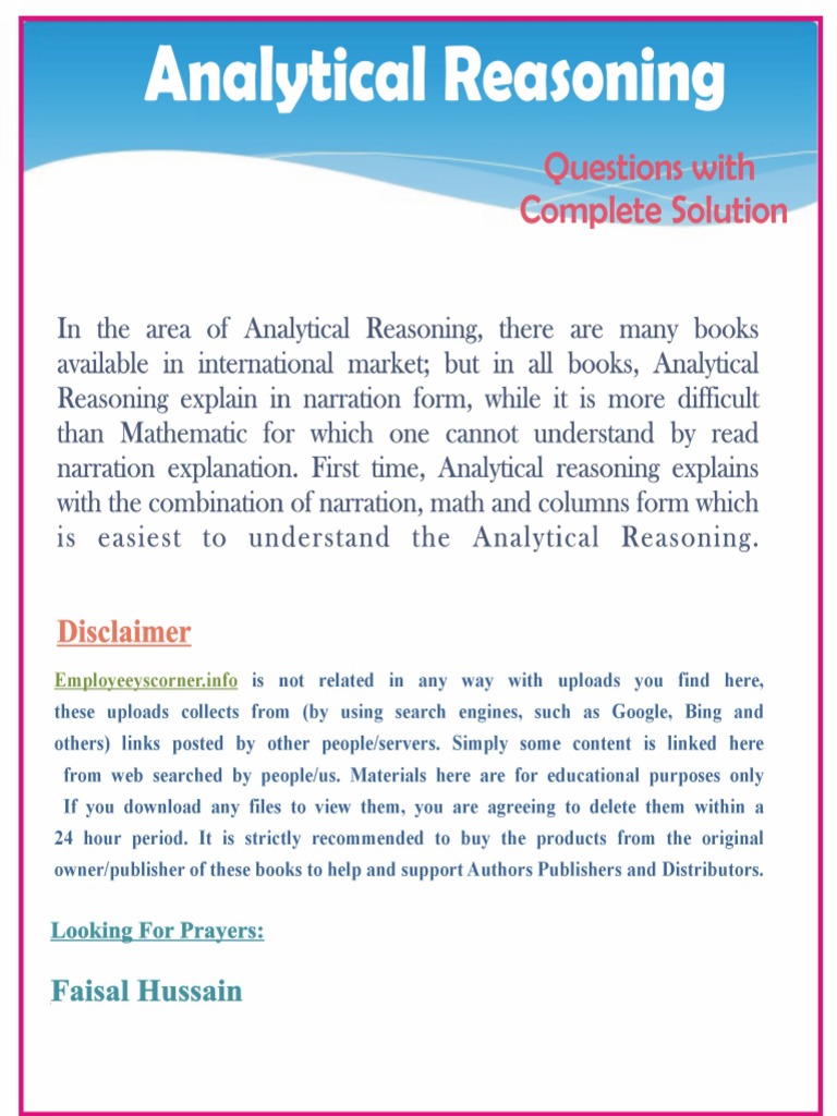 Analytical Reasioning Book Questions With Complete Solutions | PDF ...