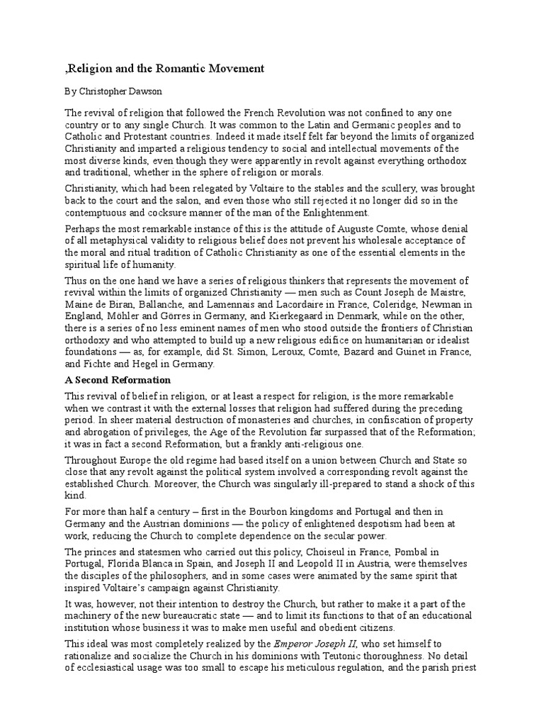 Revival of Religion Post-Revolution | PDF | Romanticism | Catholic Church
