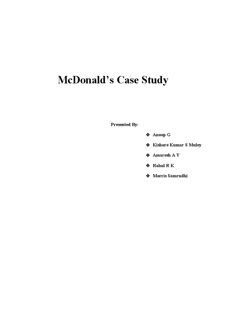 McDonald's+Case+Study by Rahul RK (9986510206) | PDF | Mc Donald's ...