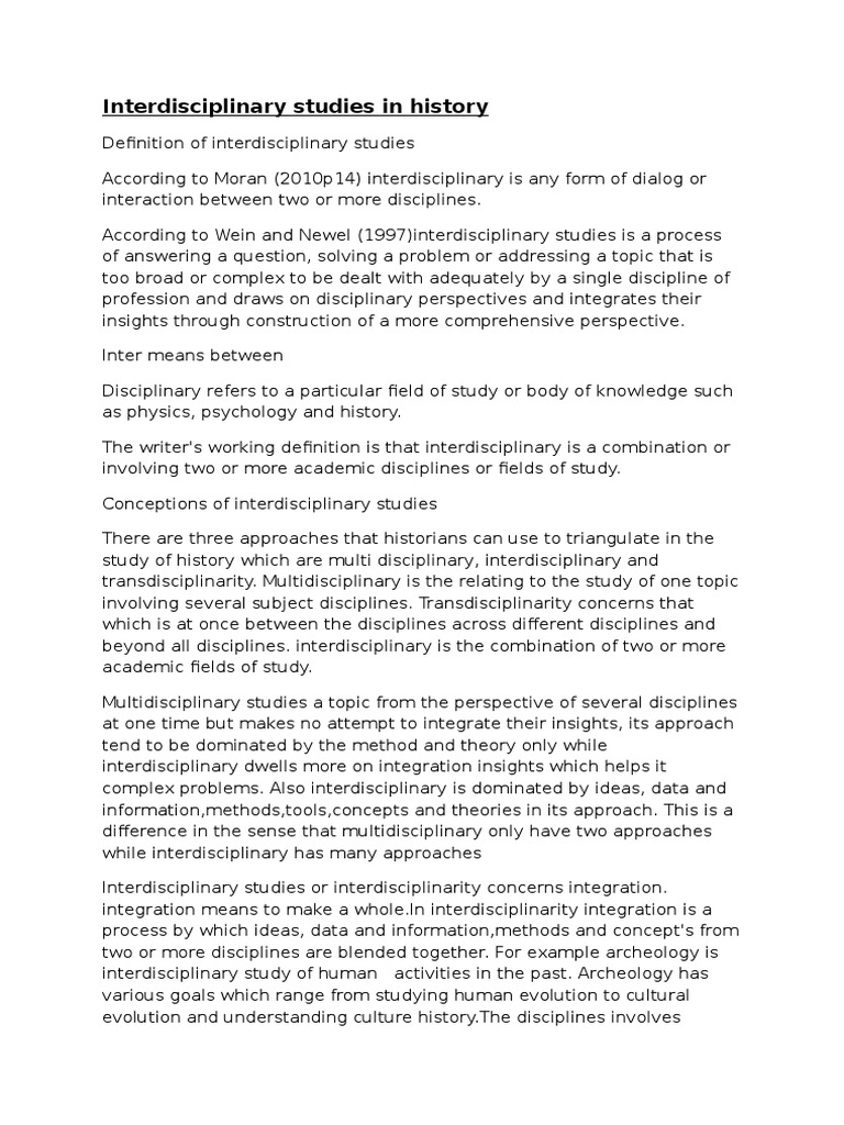 Interdisciplinary Studies in History | PDF | Discipline (Academia ...