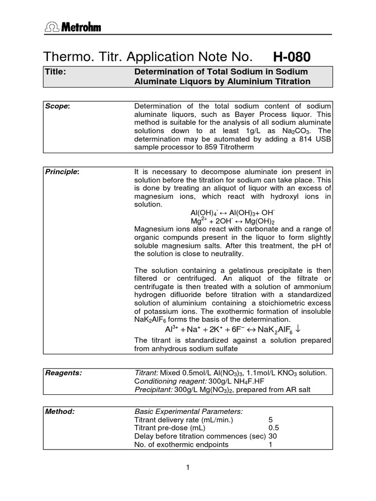Thermo. Titr. Application Note No | PDF | Titration | Chemistry