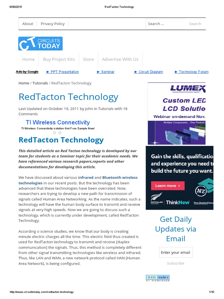 RedTacton Technology | Electronic Circuits | Transmitter | Free 30-day ...