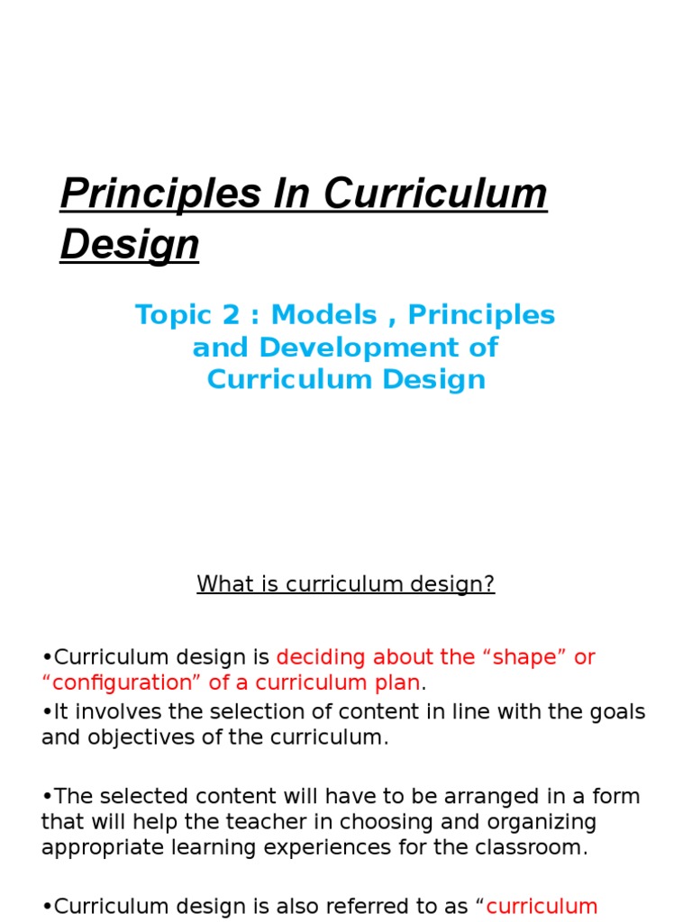 Principles of Curriculum Design Explained | PDF | Curriculum ...