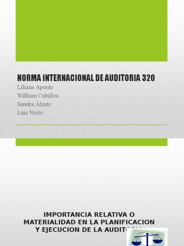 Exposicion Nia 320 | PDF | Auditoría financiera | Contralor