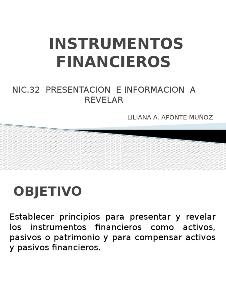 Exposicion Nic 32 Instrumentos Financieros | PDF | Compartir (Finanzas) | normas internacionales ...