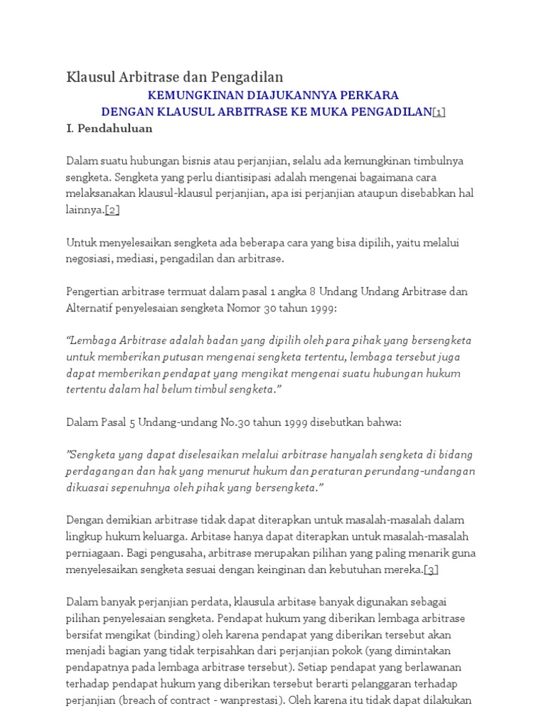 Klausul Arbitrase Dan Pengadilan | PDF