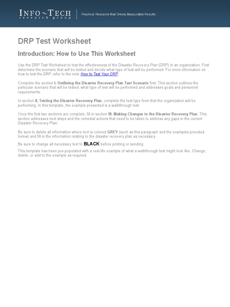 DRP Test Worksheet | PDF | Disaster Recovery | Server (Computing)