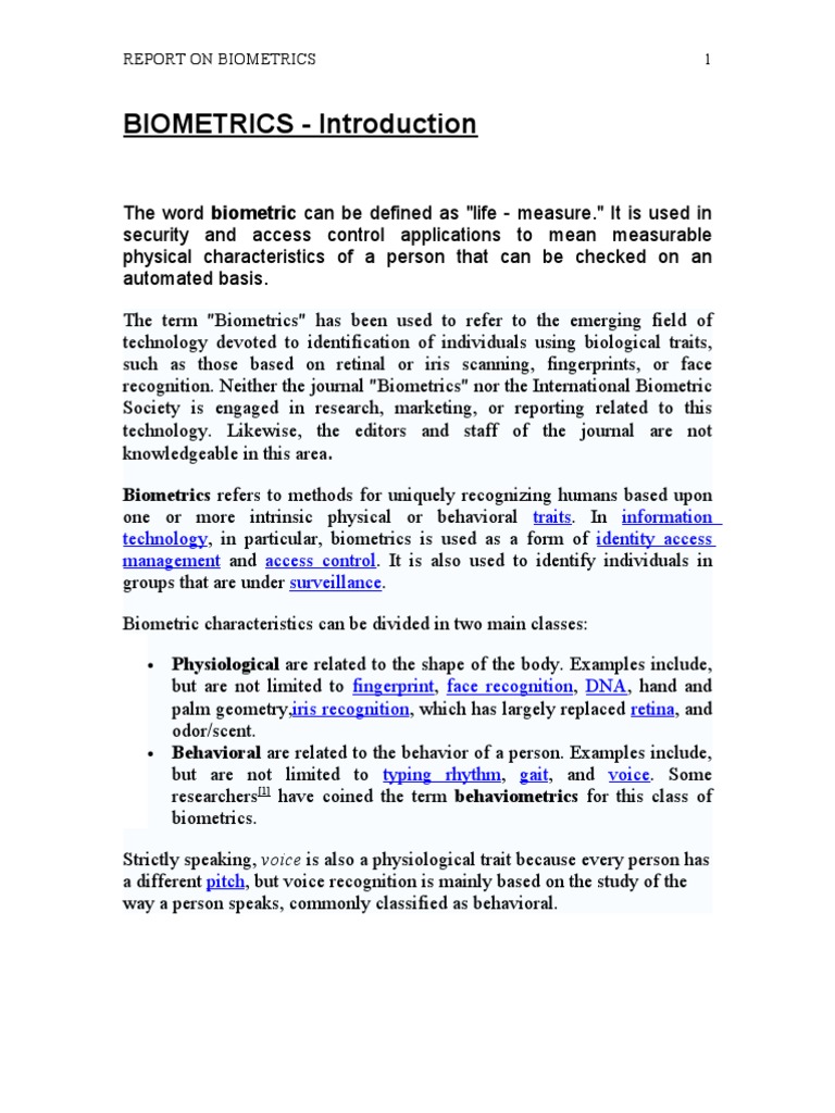 Biometrics | Download Free PDF | Biometrics | Authentication