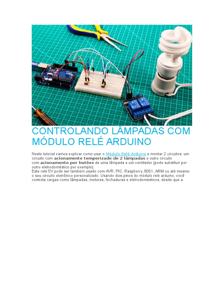 Controlando Lâmpadas Com Módulo Relé Arduino Pdf Relé Arduino