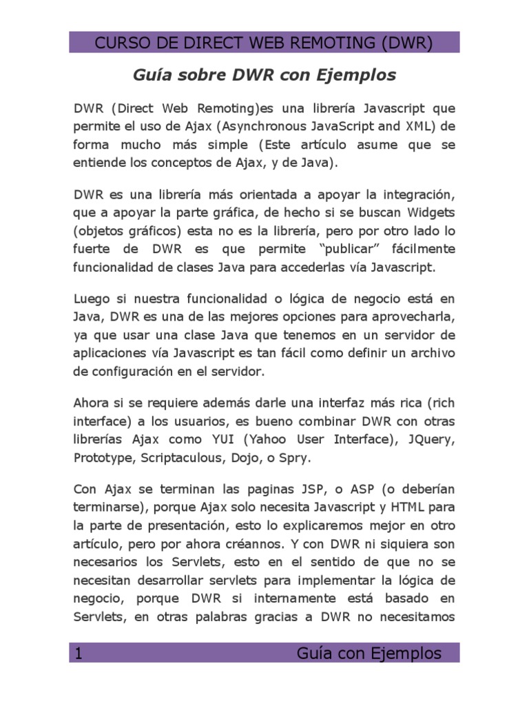 Guia DWR | PDF | Ajax (Programación) | Servidor web
